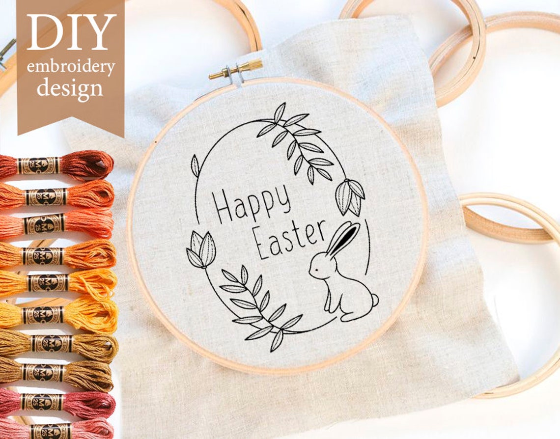 Easter Bunny Hand Embroidery Embroidery Pattern PDF | Etsy