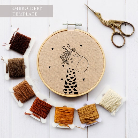 Cute Giraffe Pattern Digital Hand Embroidery Giraffe Pattern - Etsy