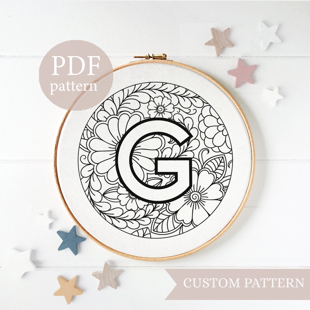 Floral Modern Hand Embroidery, Alphabet Letters, Bouquet of Flower ...