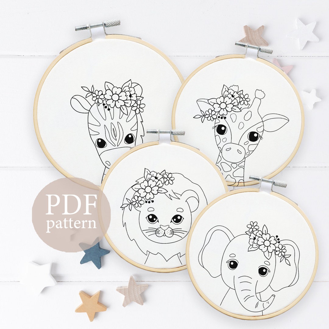 Animals Embroidery Design Zoo Embroidery Pattern Safari - Etsy