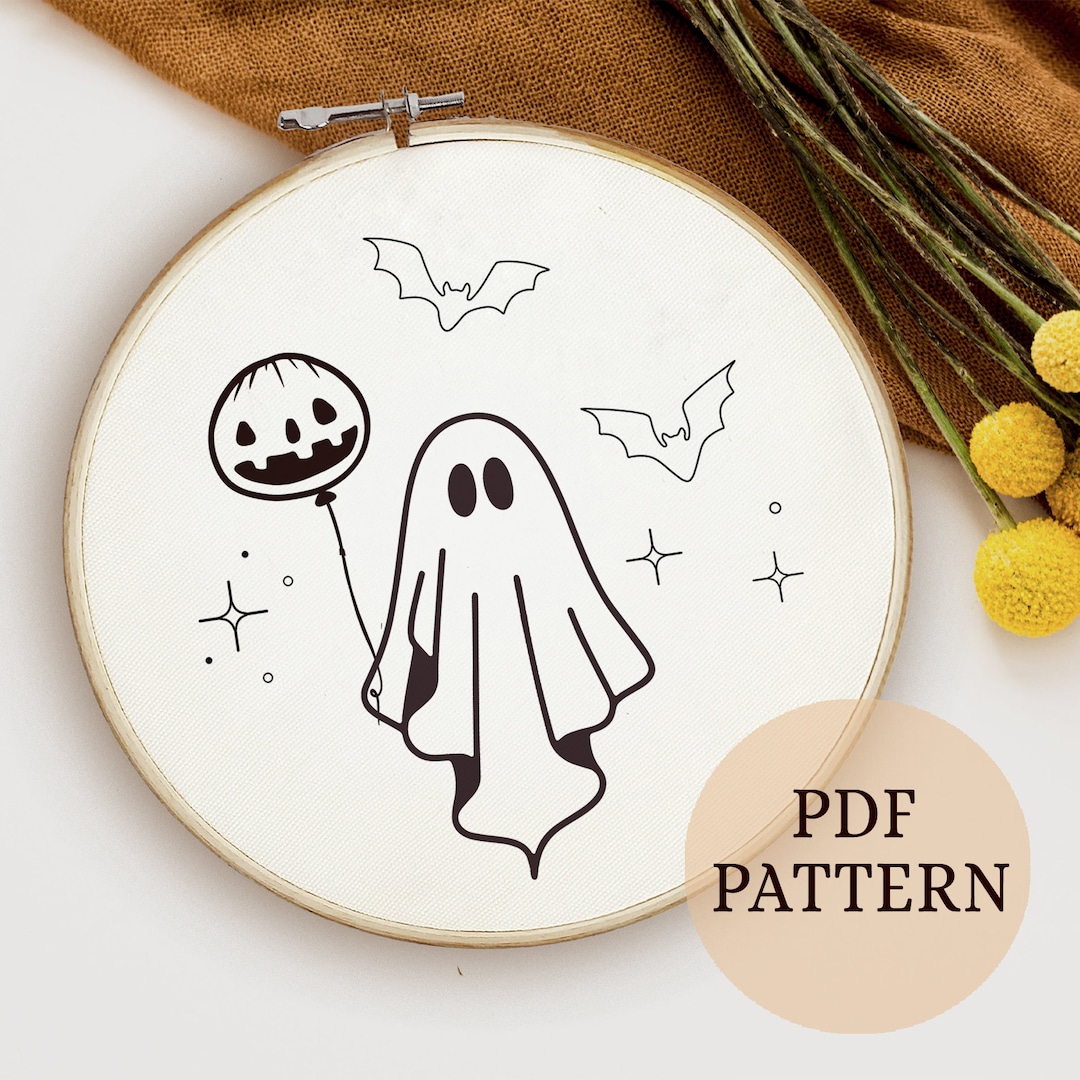 Ghost Embroidery Pattern, Embroidery Halloween Pattern, Trick or Treat ...