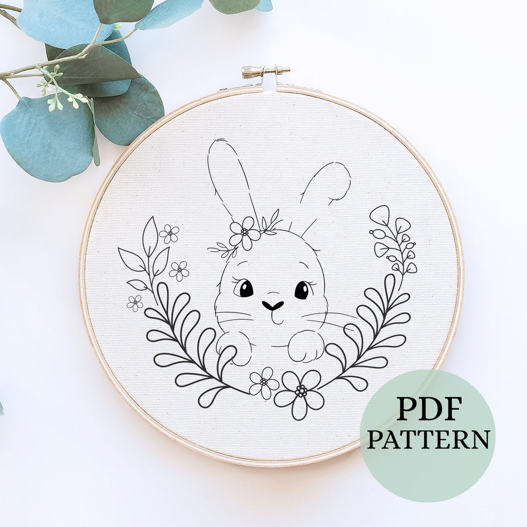 Sweet Bunny Embroidery Pattern: Beginner DIY Project (PDF) - Etsy