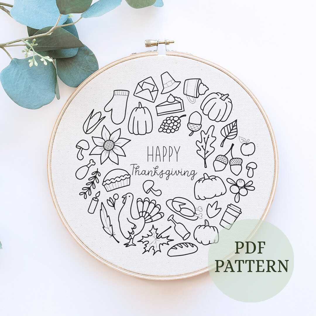 Thankful Pumpkin Embroidery Pattern,thanksgiving Decorations ...