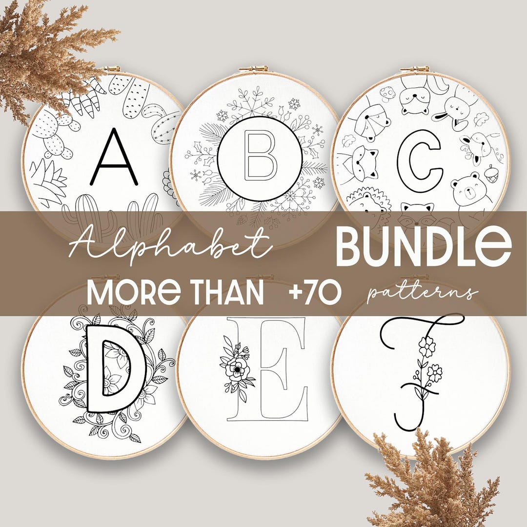 Alphabet Embroidery Pattern Bundle: Floral & Beginner Designs, Hand ...