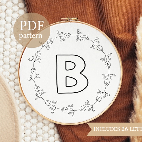 Floral Alphabet Embroidery Pdf Pattern Letter Embroidery - Etsy