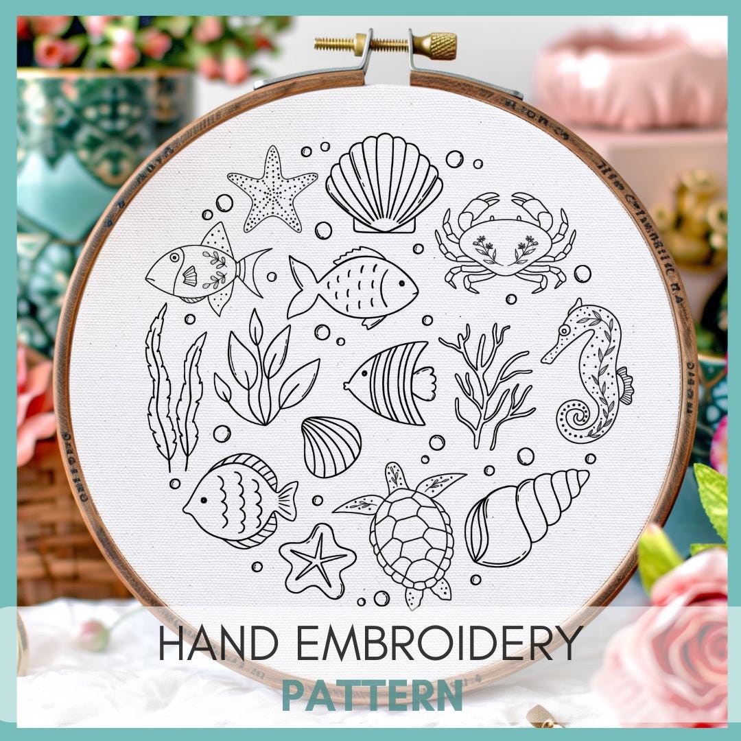 Shoal Hand Embroidery Pattern: Ocean Wonders (PDF Pattern) - Etsy