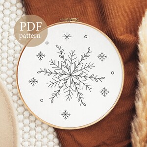 Snowflake Embroidery Pattern, Christmas Embroidery Art, Let It Snow ...