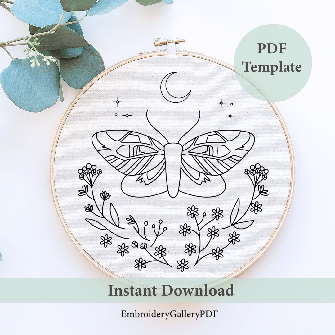 Anatomical Moth Hand Embroidery Pattern: Modern DIY Needlecraft (PDF ...