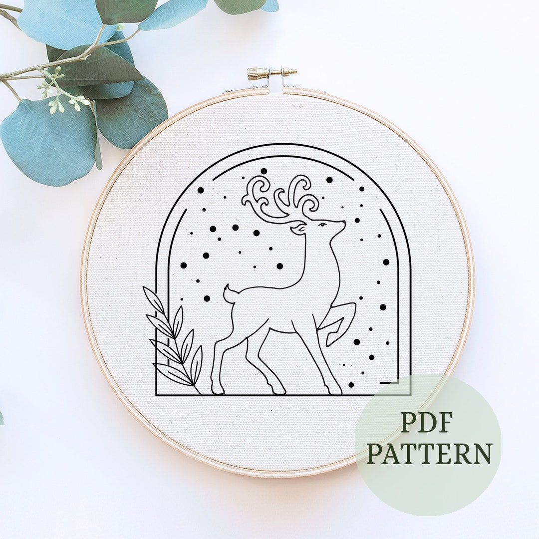 Deer Hand Embroidery Patterns, Deer Pattern, Hand Embroidery, Printable ...