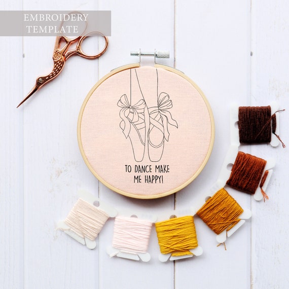 Dance Make Happy Hand Embroidery Pattern Simple Embroidery - Etsy