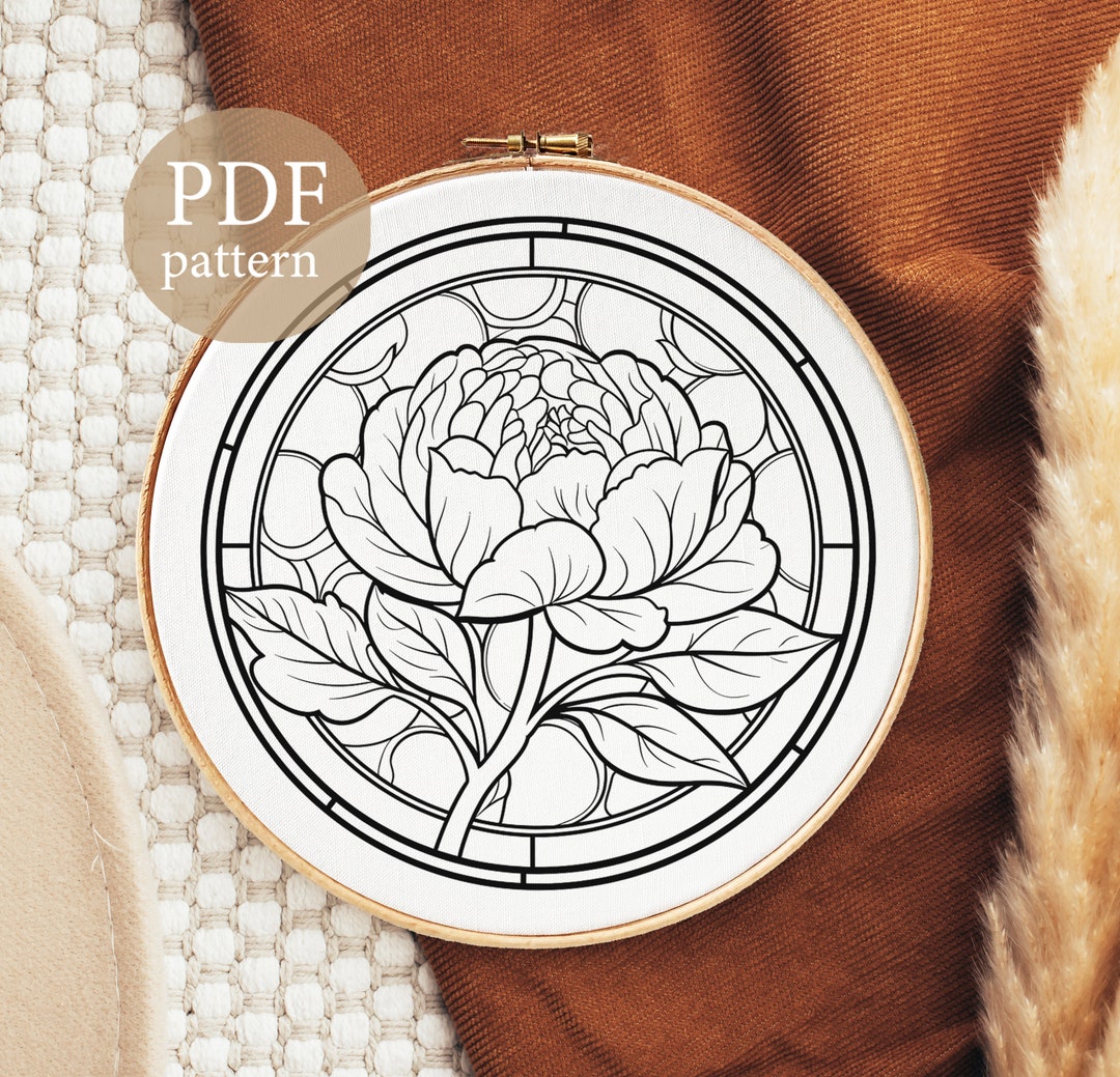 Peony PDF Pattern Embroidery Pattern Instant Download - Etsy