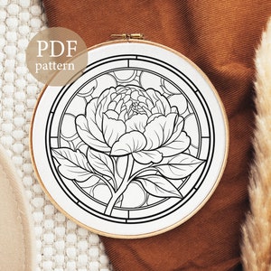 Peony PDF Pattern, Embroidery Pattern, Instant Download, Embroidery PDF ...