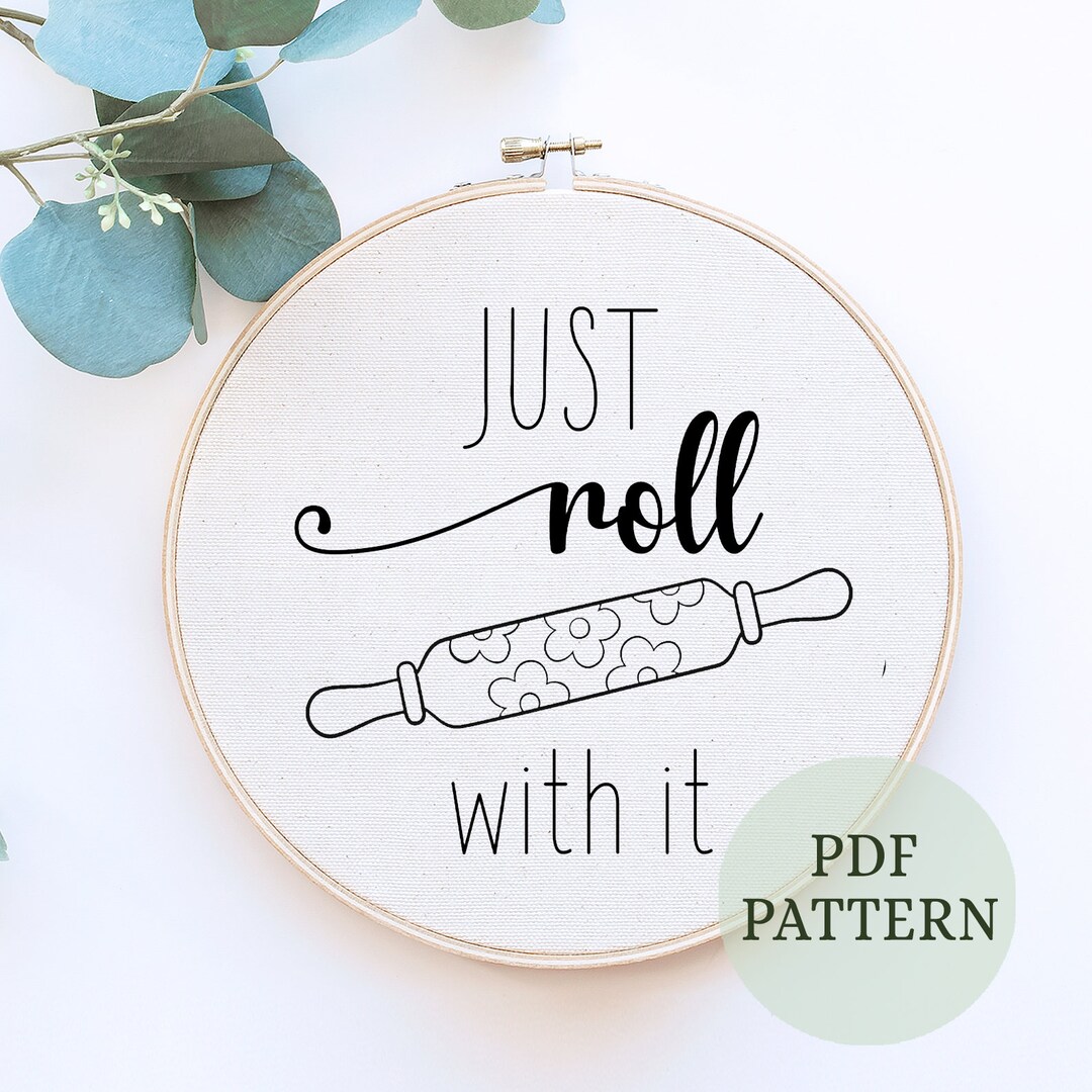 Just Roll With It Embroidery Pattern: Beginner Friendly, Kitchen Decor ...
