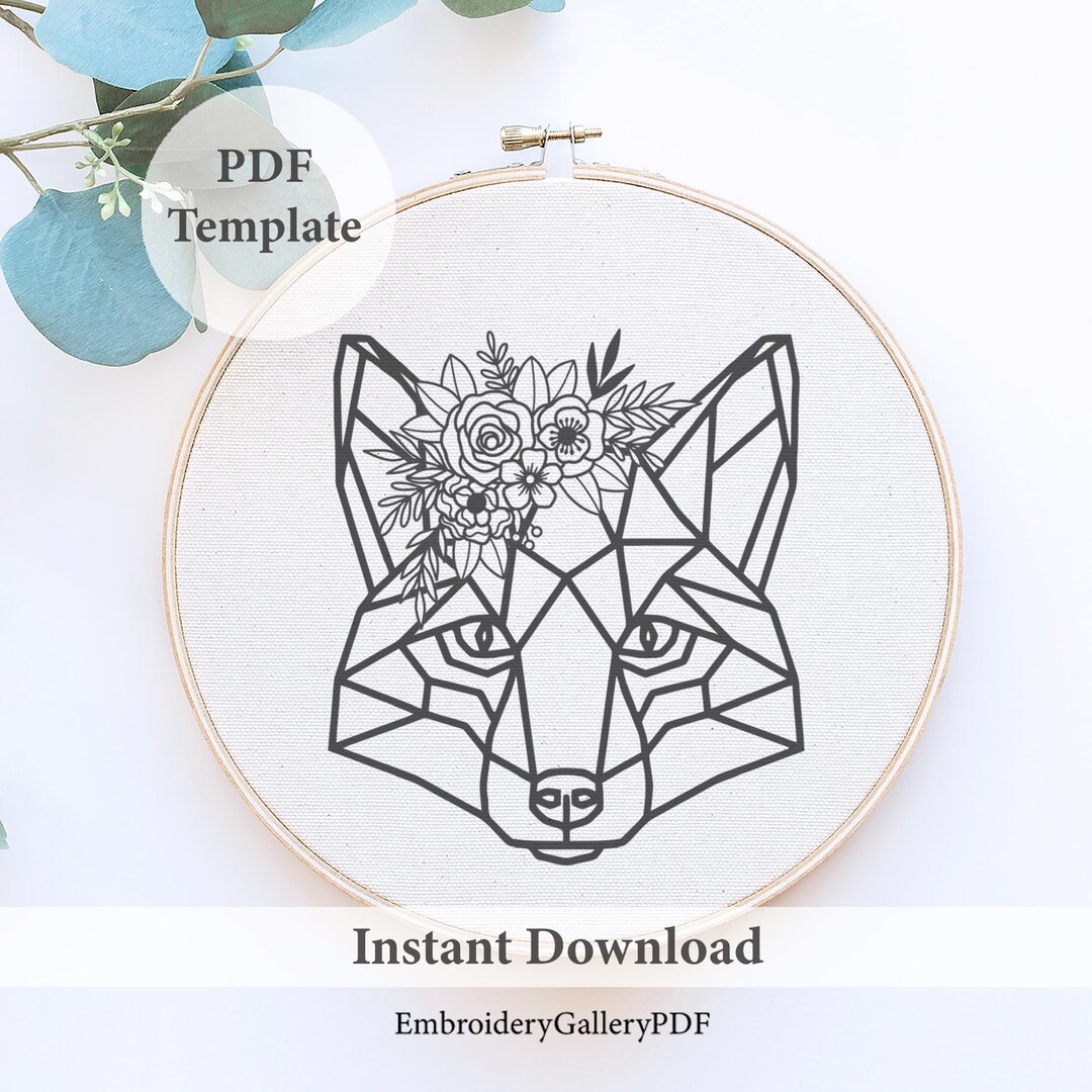 Set of 3 Geometric Embroidery Patterns, Geometric Design, Floral Forest ...
