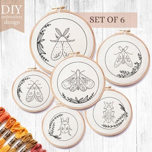 Set of 6 Pdf Pattern, Embroidery Template,insect Pattern, Stitching ...