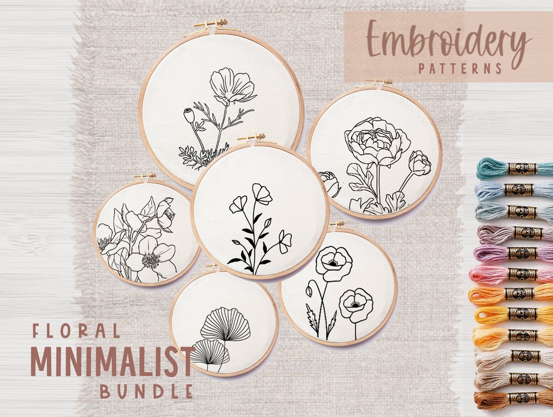 Set of 6 Floral Hand Embroidery Designs Instant Download - Etsy