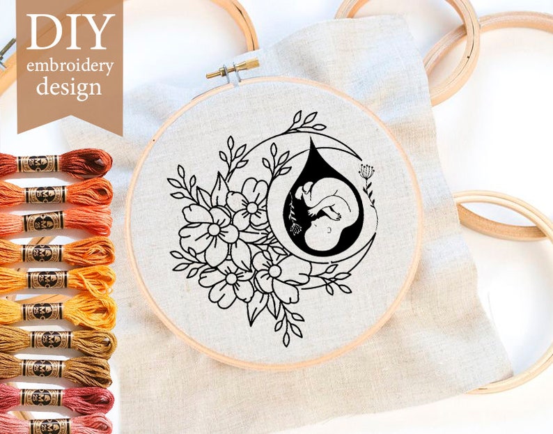 DIY Pregnancy Anatomy Embroidery Fetus in Utero Pattern PDF - Etsy
