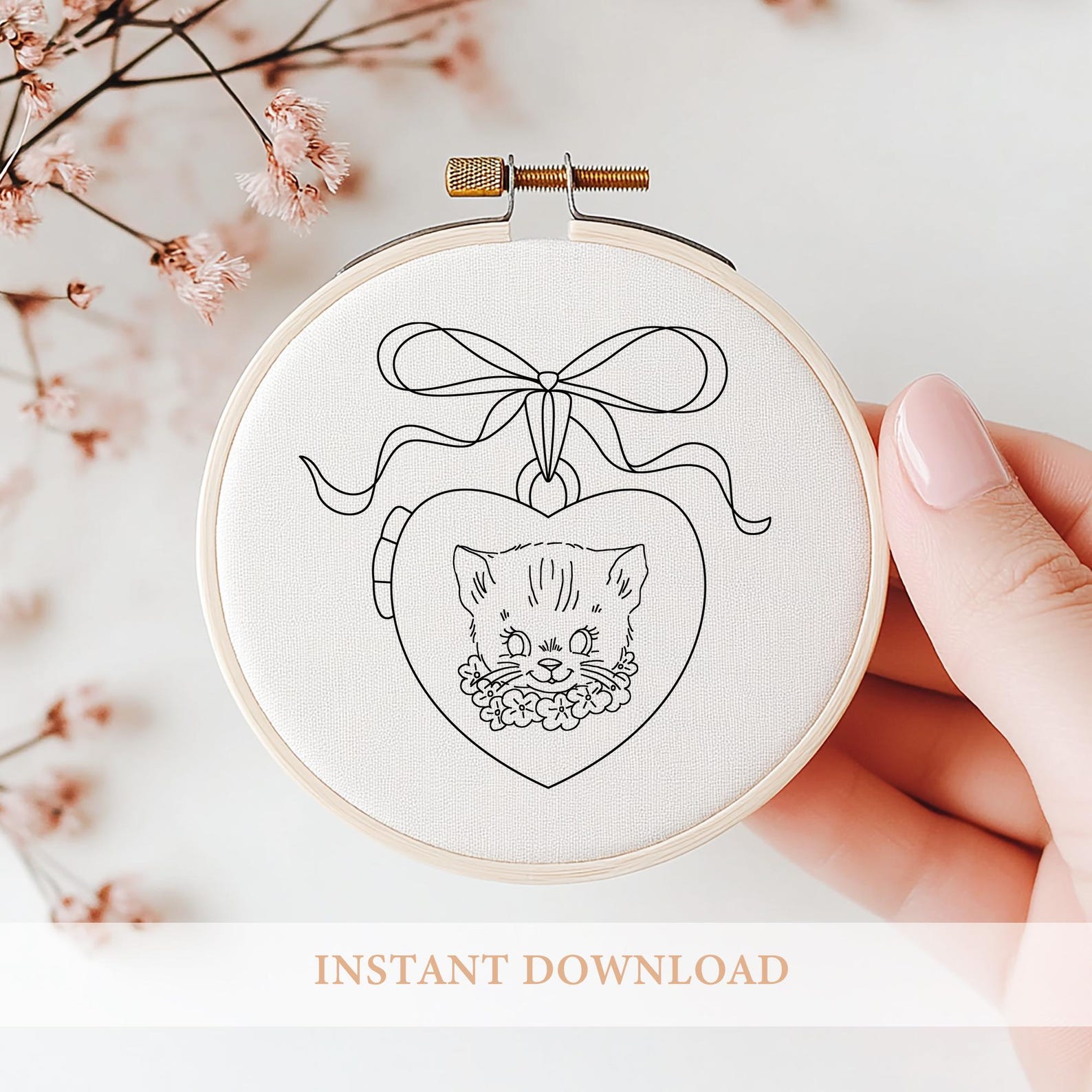 Vintage Cat Embroidery Pattern, Cute Cat Embroidery, Cat Lover Gift for ...