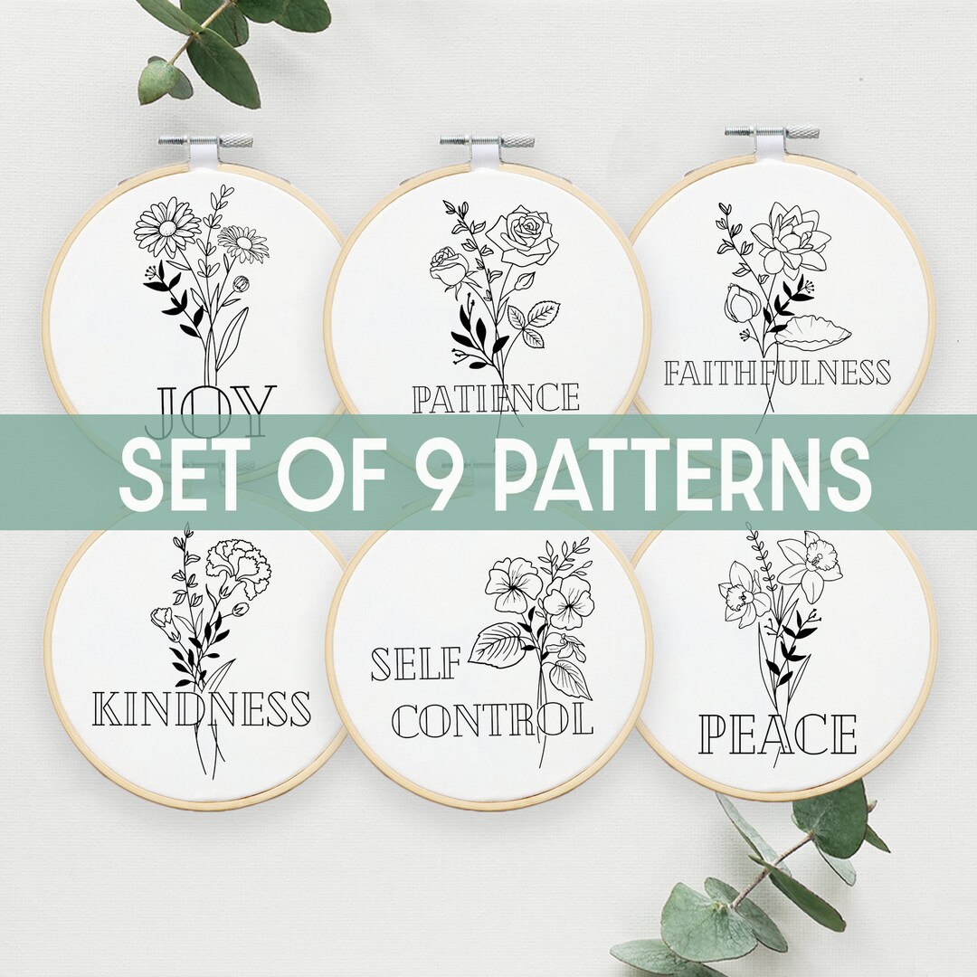 Hand Embroidery Pattern, Holy Spirit Fruits, Christian Verse Embroidery ...
