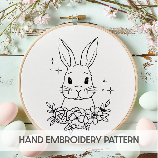 Rabbit Hand Embroidery Pattern - Etsy