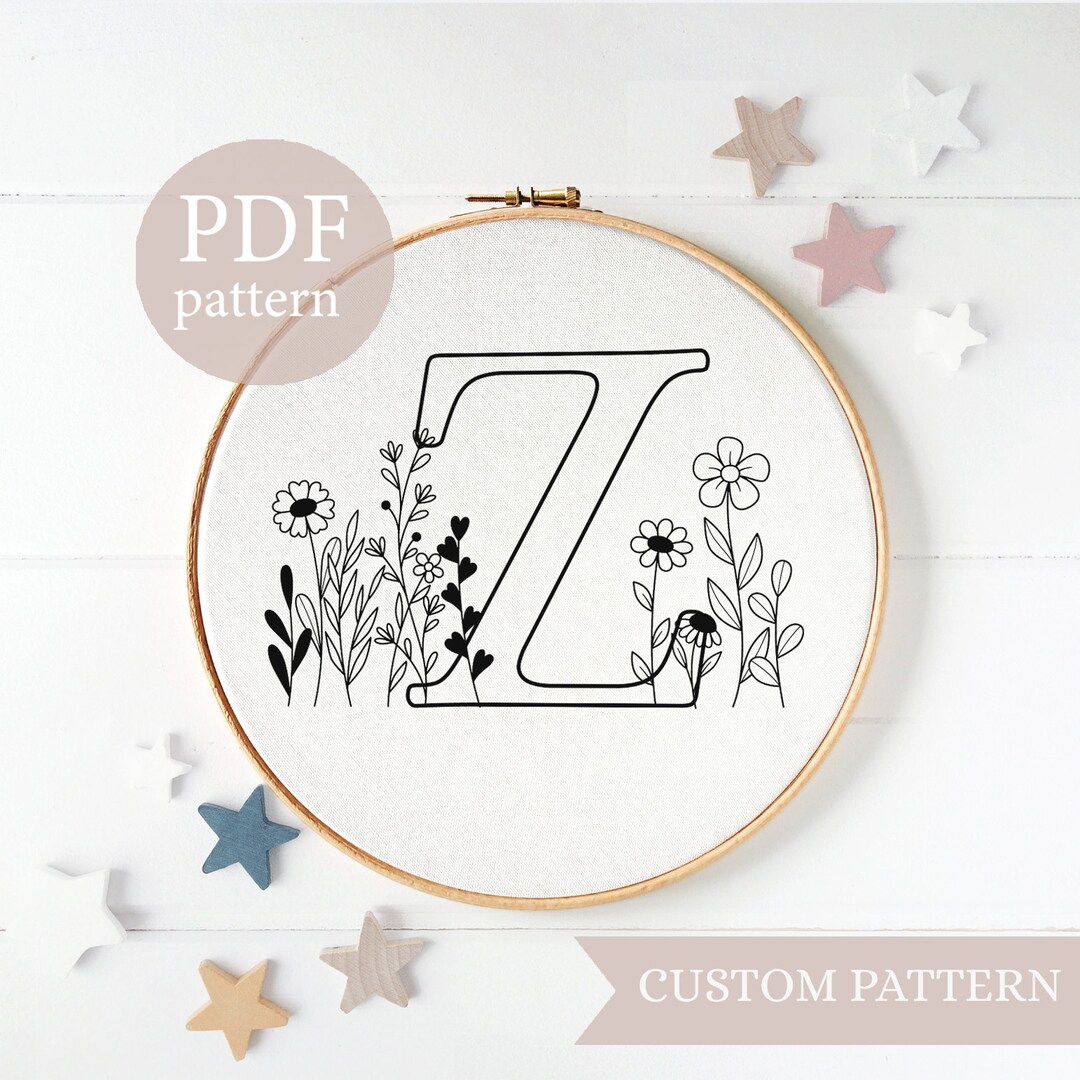 LETTER Embroidery PDF Pattern Letter Embroidery, Initial Embroidery ...