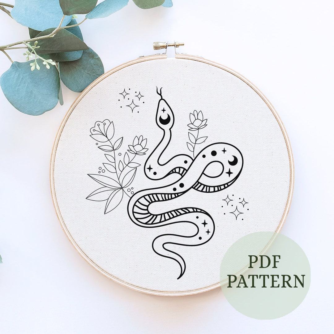 Snake Embroidery Pattern, Halloween Pattern, Snake Lover Embroidery ...