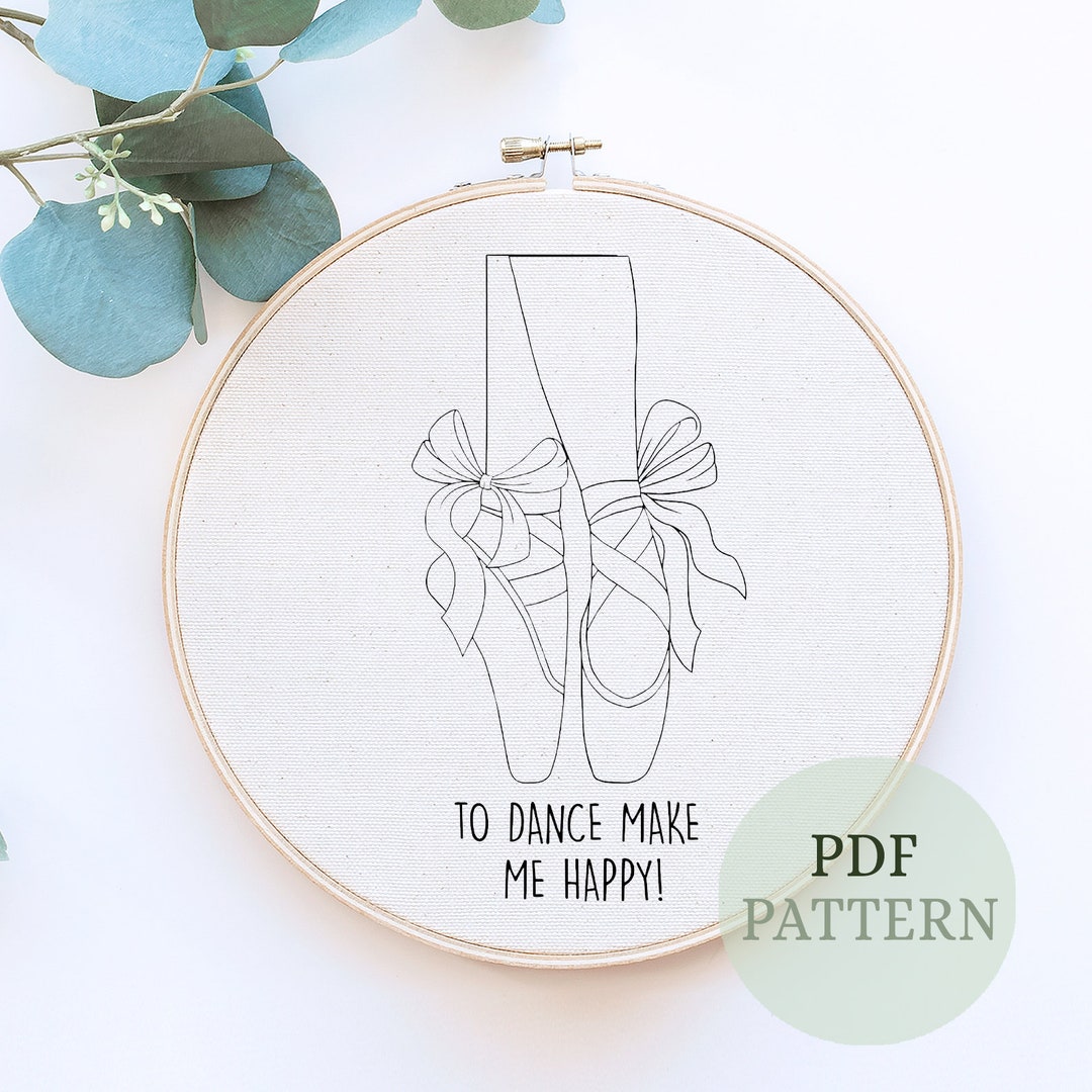 Dance Make Happy Hand Embroidery Pattern, Simple Embroidery, Embroidery ...