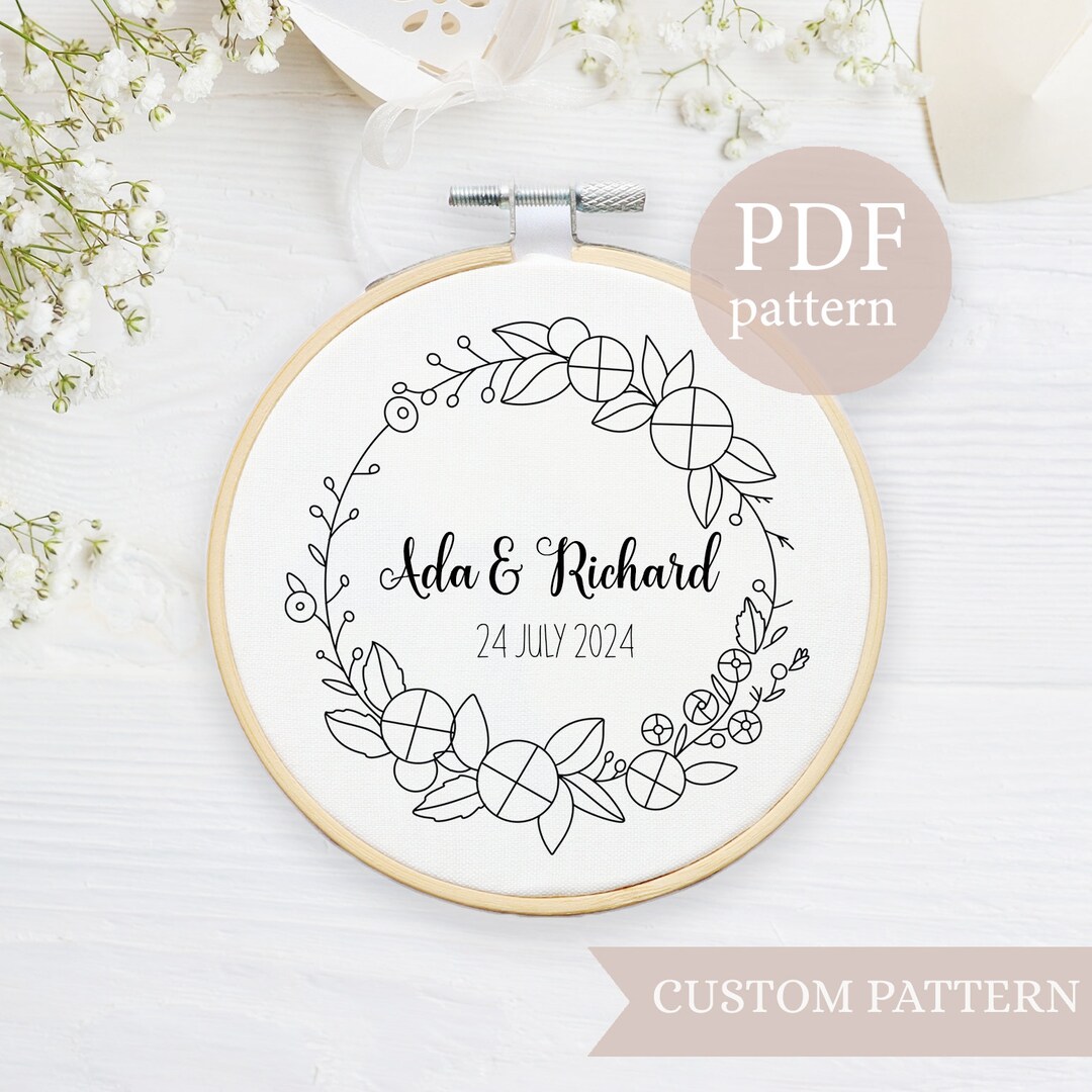 Wedding Embroidery Pattern, Hand Embroidery Pattern, Mr & Mrs, Wedding ...