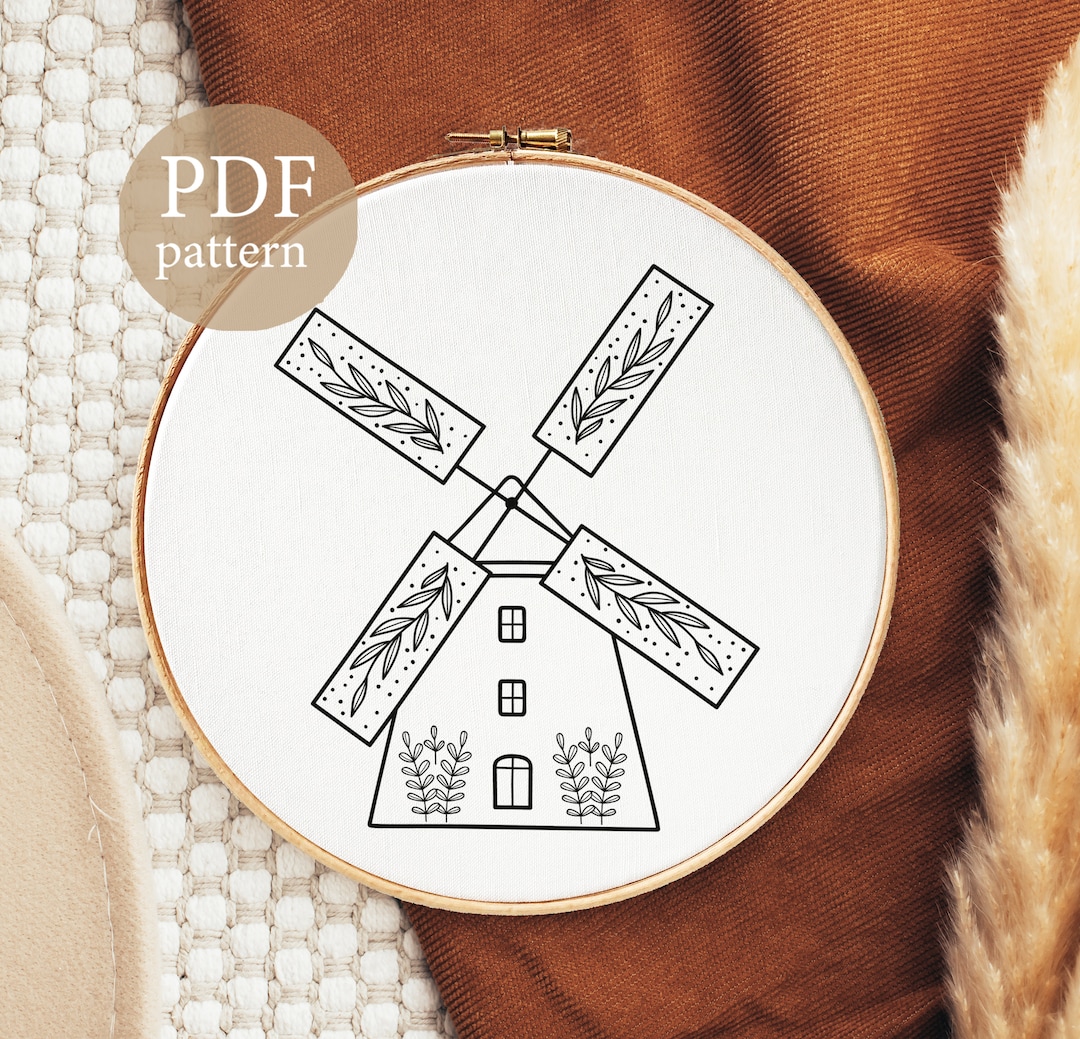 Hand Embroidery Wind Mill Embroidery Pattern Printable PDF - Etsy