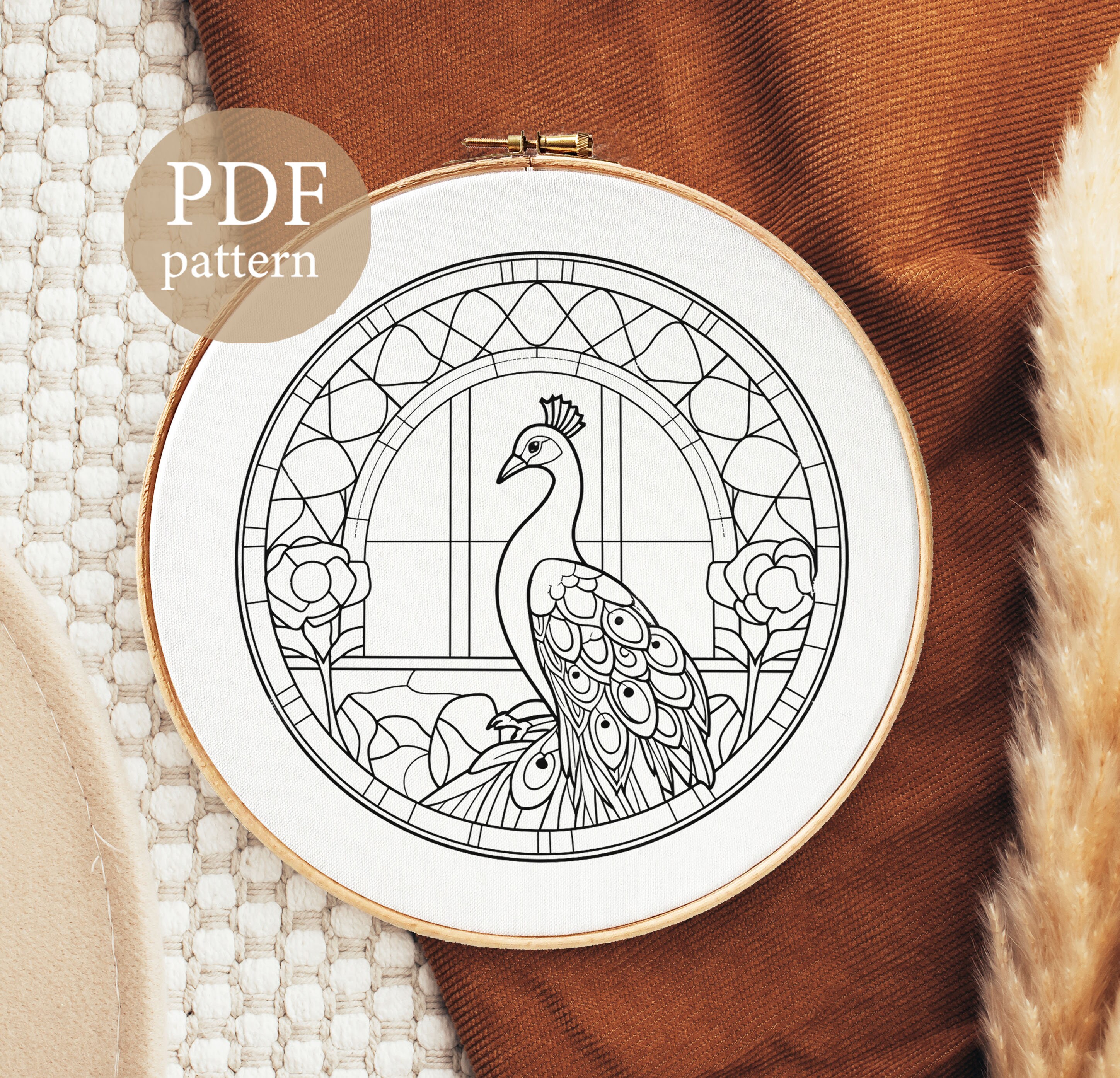 Peacock Floral Hand Embroidery Pattern: Beginner Craft (digital ...