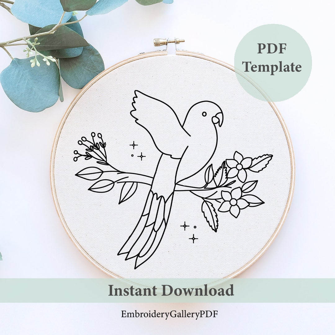 Parrot Hand Embroidery Pattern: Tropical Bird Art (PDF Pattern) - Etsy