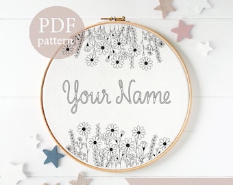 Personalized Floral Initials PDF, Roses Hand Embroidery Pattern, Custom ...