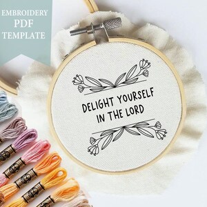 Psalm 37-4, Delight Yourself in the Lord, Christian Embroidery, Hand ...