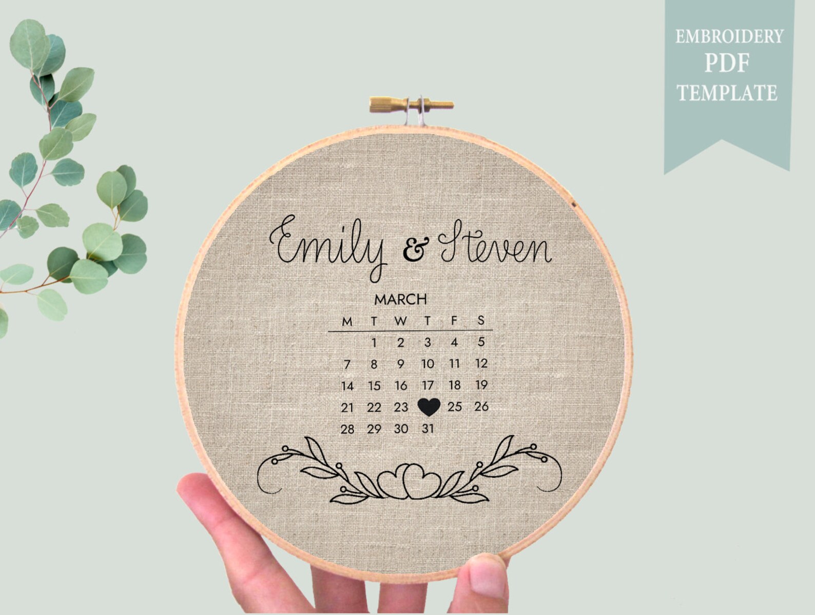 Personalized Calender Hand Embroidery Floral Embroidery Name - Etsy