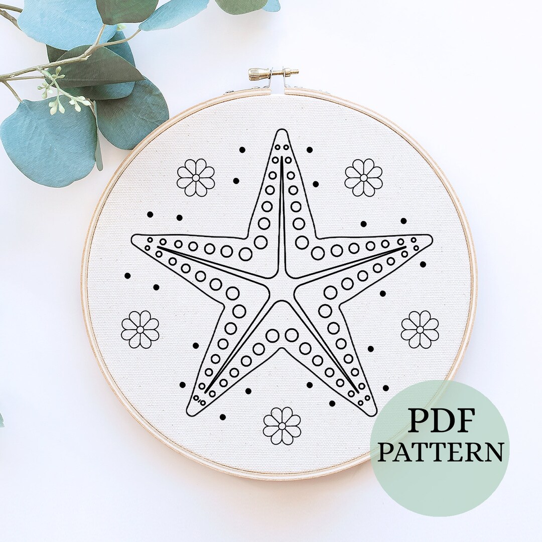 Sea Star Embroidery Pattern: Seashells Needlepoint Design (PDF Pattern ...