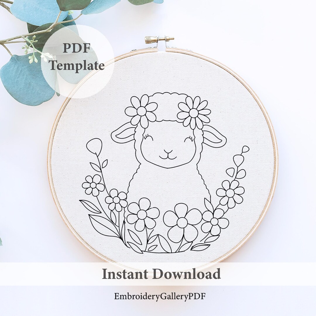 Adorable Sheep Lamb Embroidery Pattern, Nursery Embroidery, Sheep ...