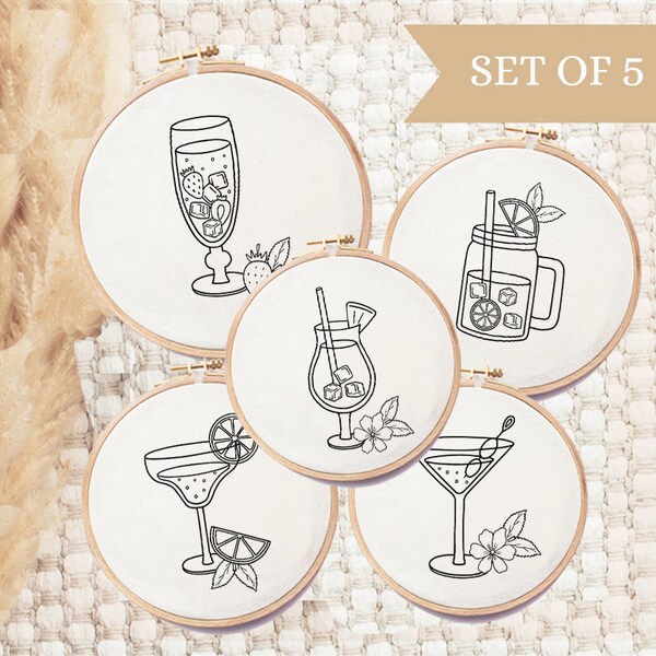 Cocktail Embroidery - Etsy
