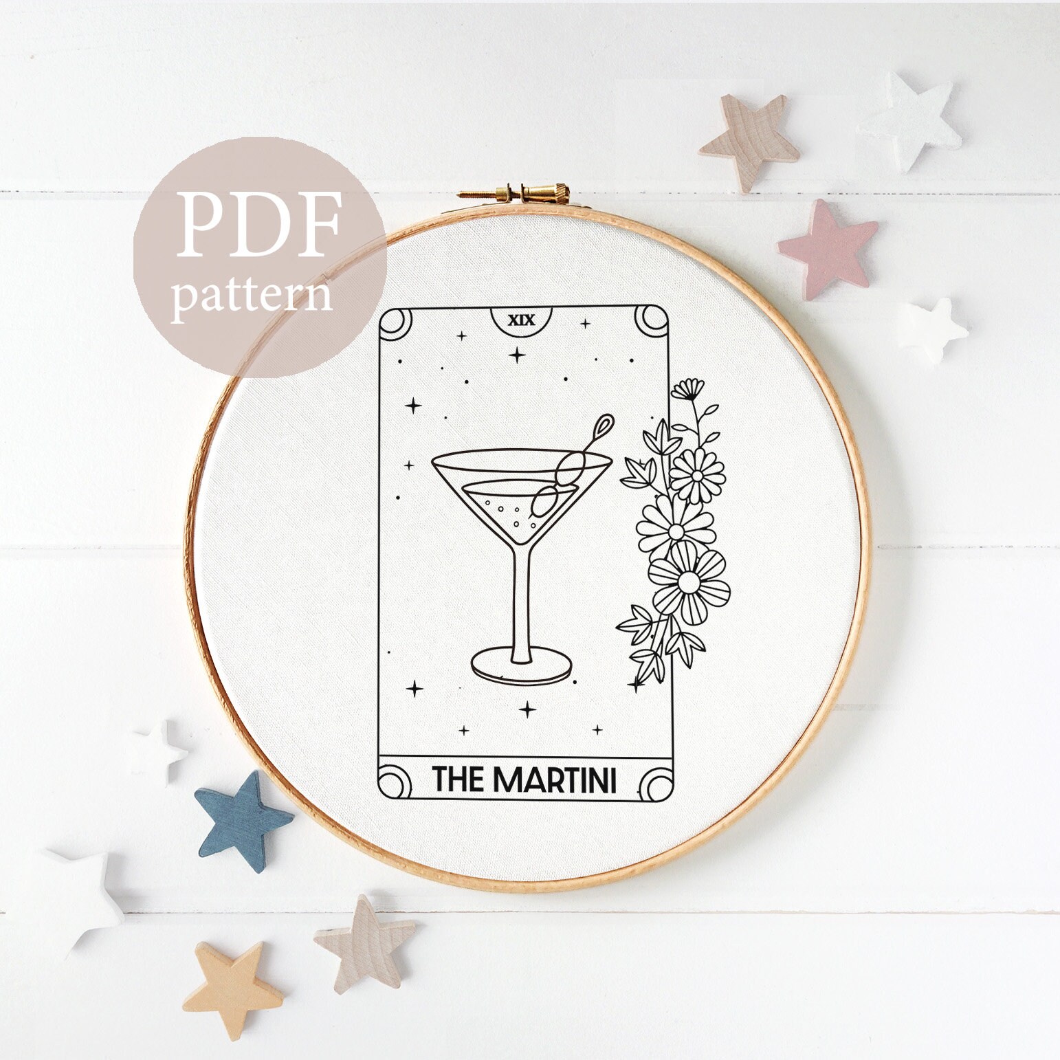 Martini Embroidery Pattern: Summer Cocktail Design (PDF Pattern) - Etsy