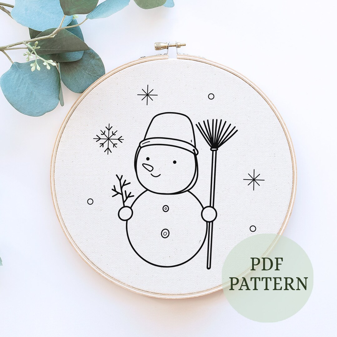 Snowman Embroidery Pattern: Christmas DIY Design (PDF Pattern) - Etsy