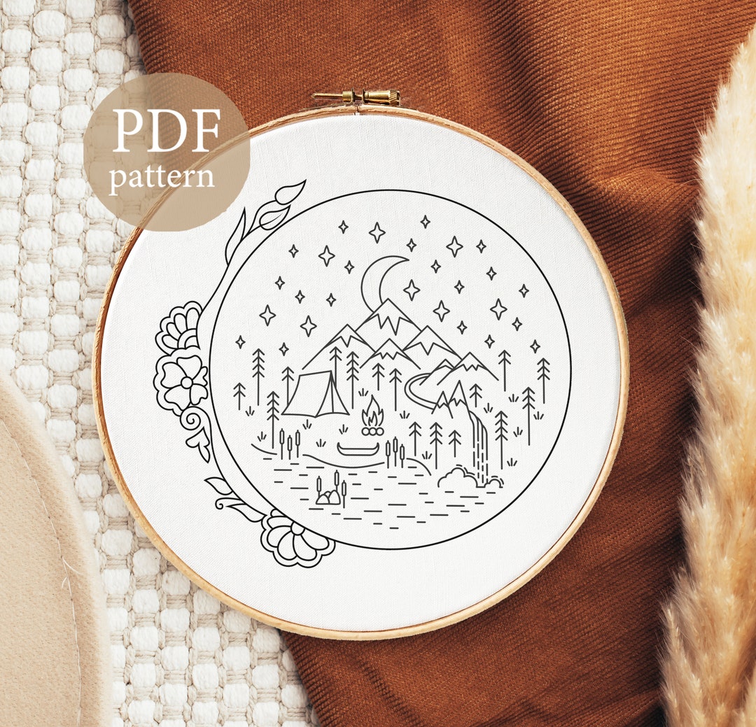 Meadow Scenery Hand Embroidery, DIY Landscape Embroidery for Beginner ...