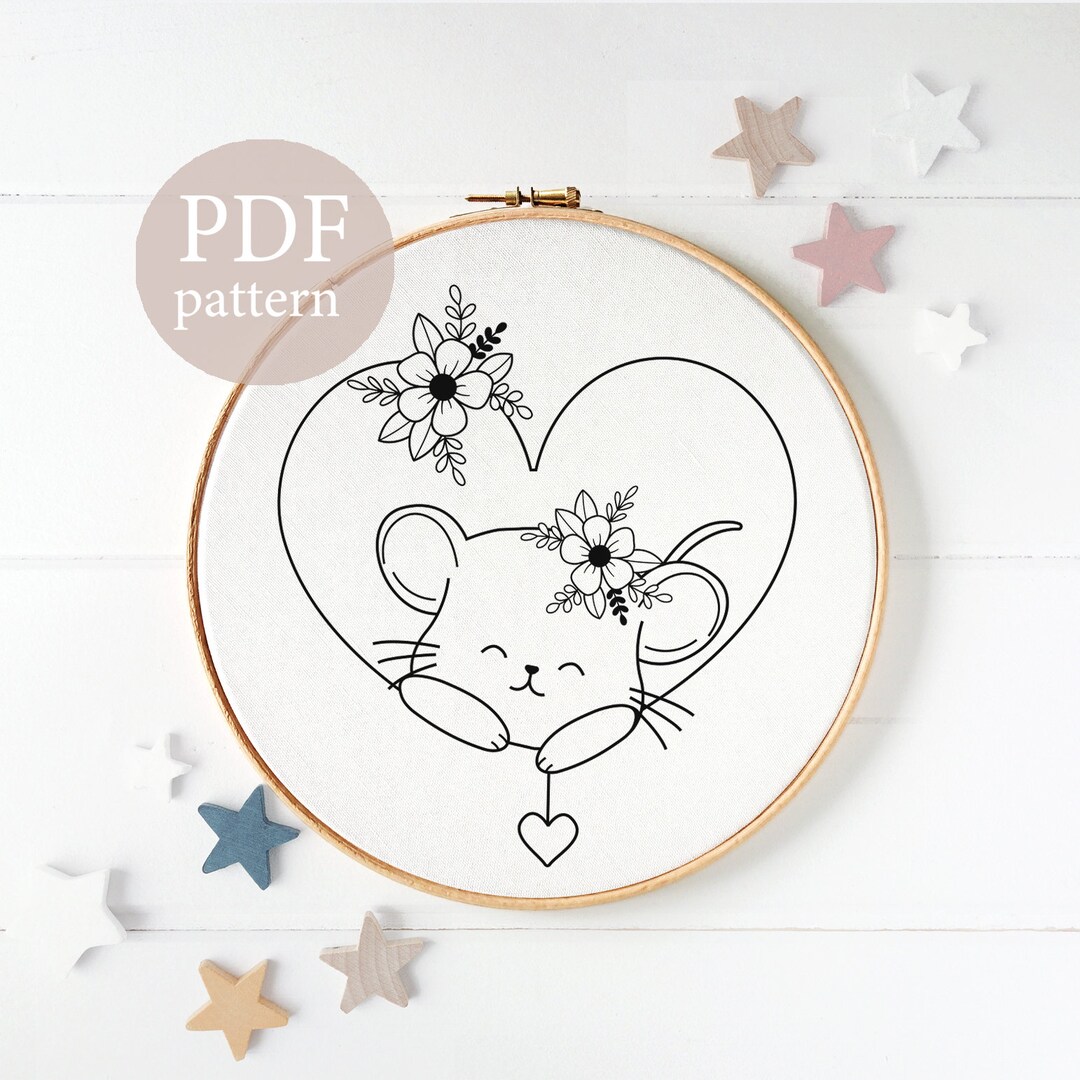 Sweet Mouse Embroidery Pattern Beginner Embroidery Pattern - Etsy