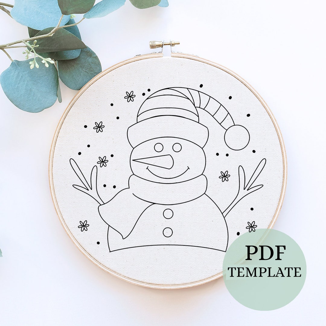 Snowman Embroidery Pattern, Winter Hoop Art, Winter Embroidery Pattern ...