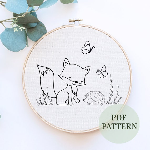Fox Embroidery Pattern Fox Embroidery Pattern, Cute Fox Embroidery