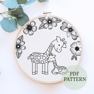 Giraffe Embroidery, DIY Craft, Hand Embroidery Pattern, Hoop Art ...