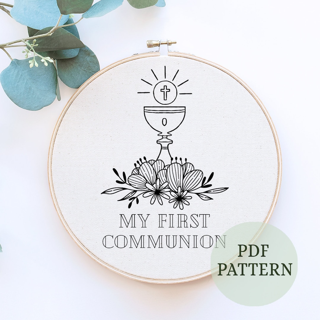 My First Communion, Hand Embroidery Pattern, PDF Pattern, Christian ...