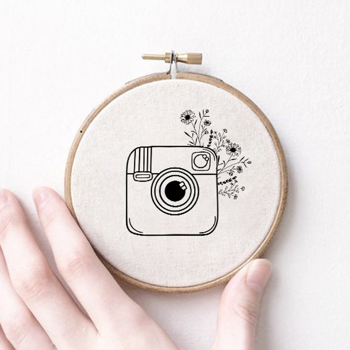 Modern Camera Hand Embroidery Pattern Floral Camera Pattern - Etsy