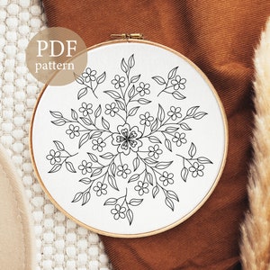 Flower Circle Embroidery Pattern, Instant Download, Easy Embroidery ...