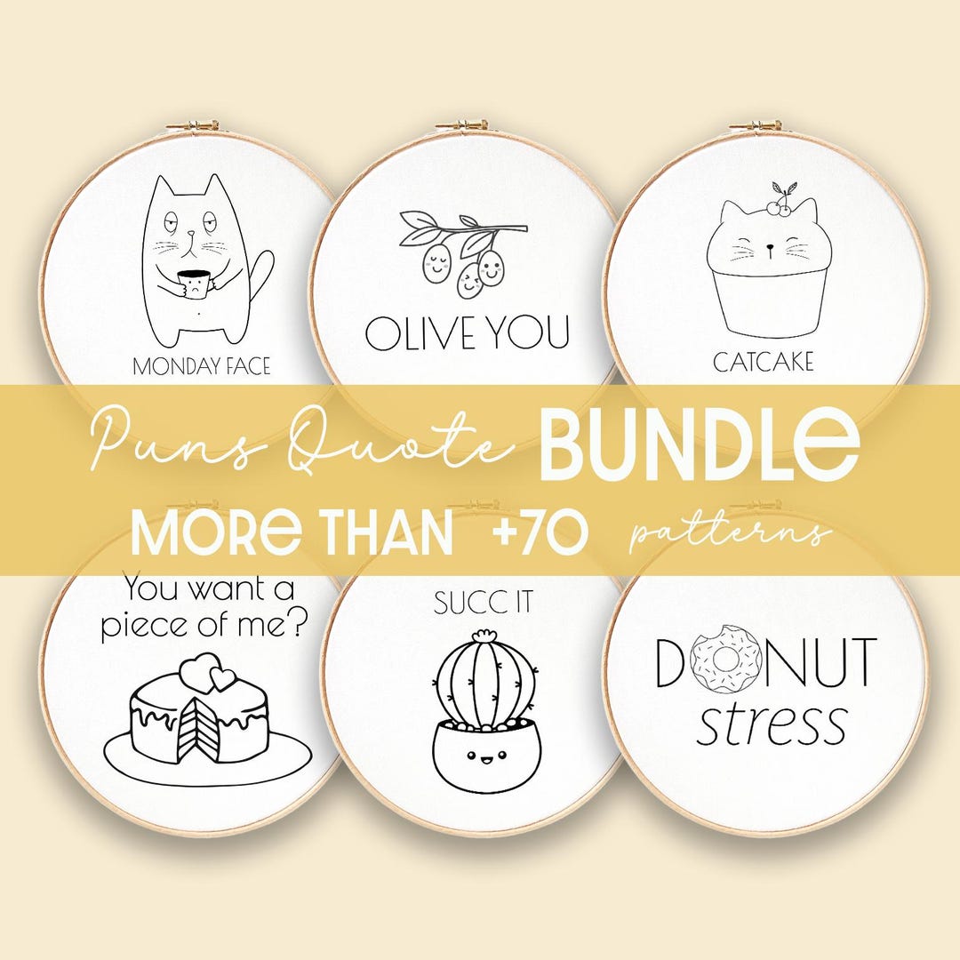 Embroidery Bundle , Hand Embroidery Patterns, Puns Collection, PDF ...