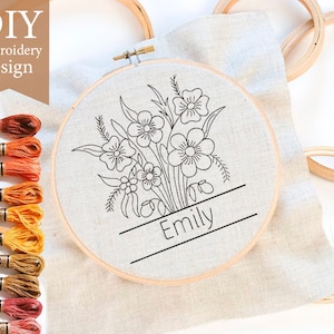 Personalized Botanical Initials PDF Hand Embroidery Pattern / Custom ...