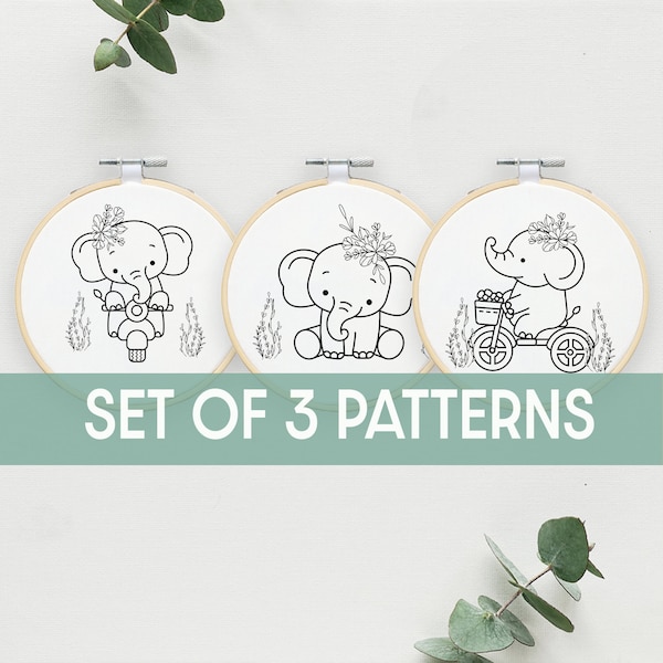 Elephant Embroidery - Etsy